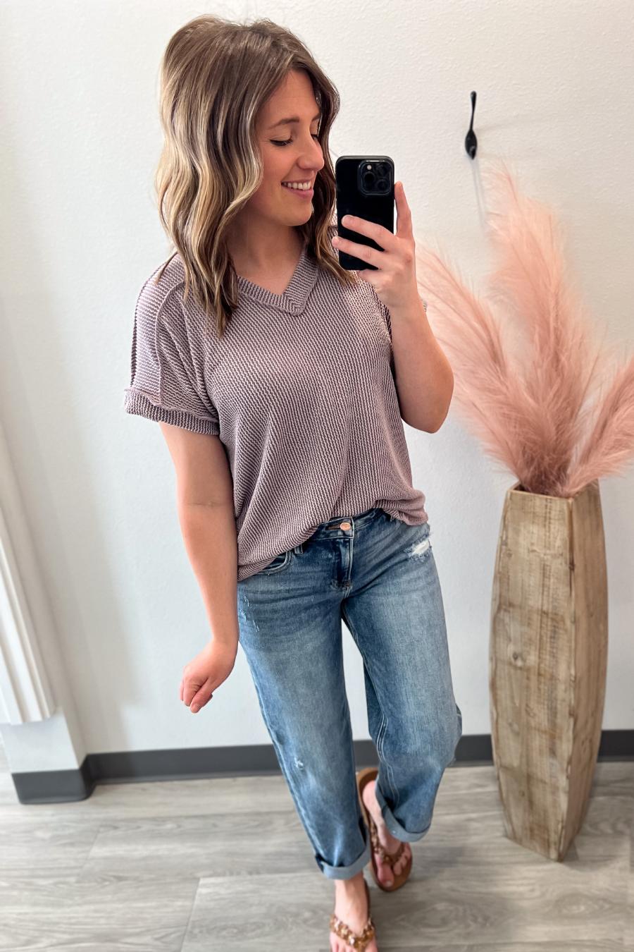 V-Neck Ribbed Tee – Lot21 Boutique